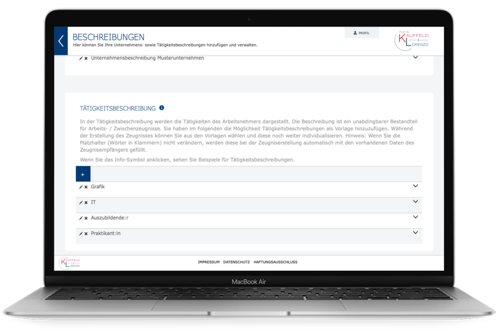 Kauffeld & Lorenzo – Job Reference Generator - Pentos Labs